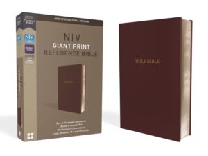 niv, reference bible, giant print, leather-look, burgundy, red letter, comfort print