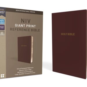 NIV, Reference Bible, Giant Print, Leather-Look, Burgundy, Red Letter, Comfort Print