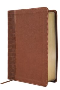 nirv, giant print compact bible, leathersoft, brown, comfort print