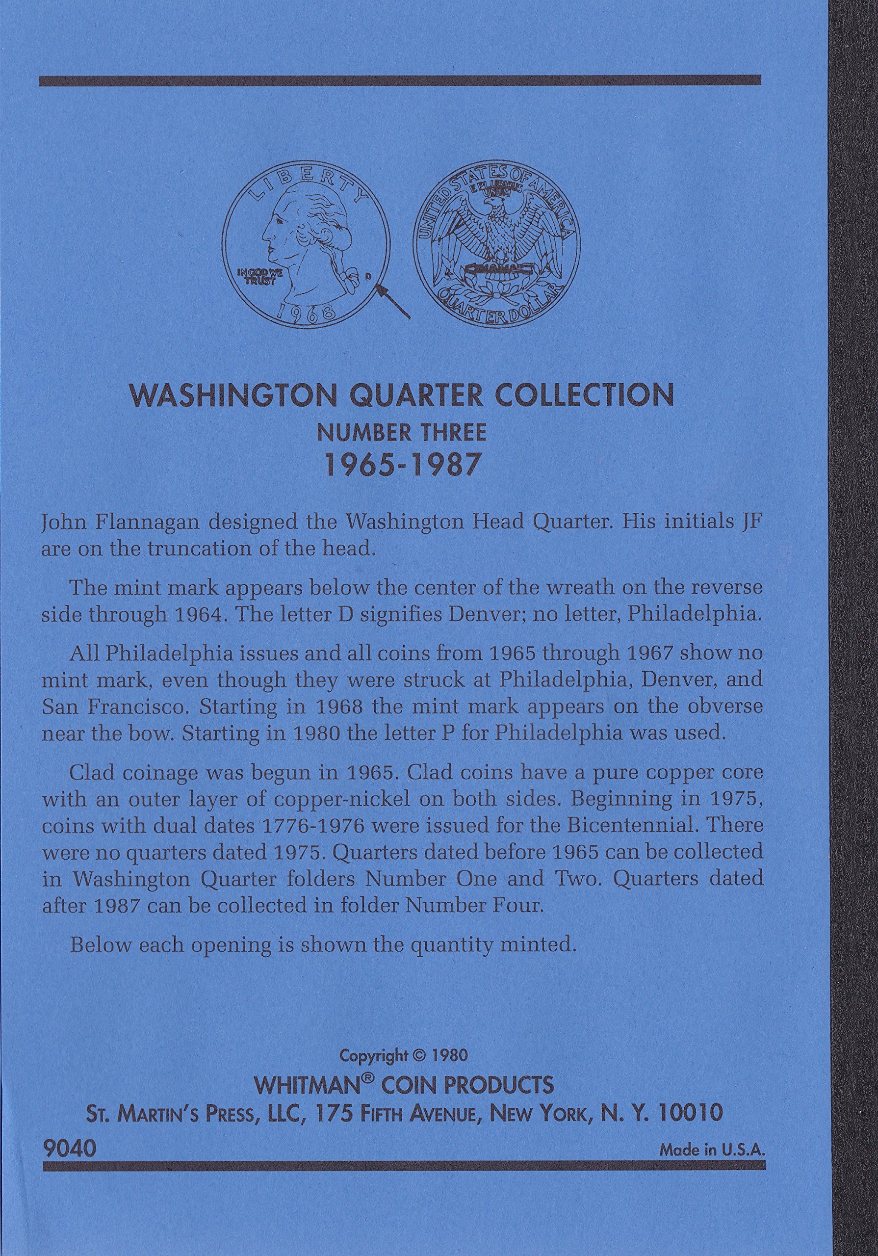 Washington Quarter Folder 1965-1987 (Official Whitman Coin Folder)