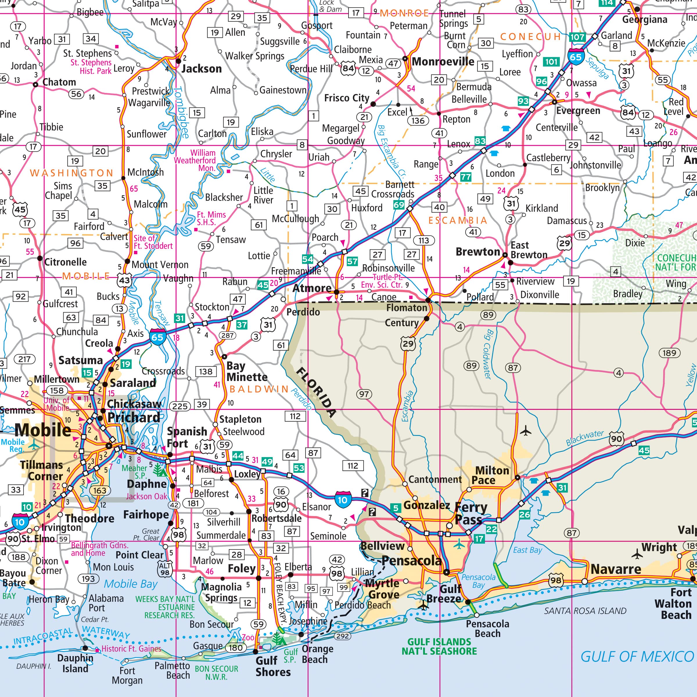 Rand McNally Easy To Read Folded Map: Alabama State Map