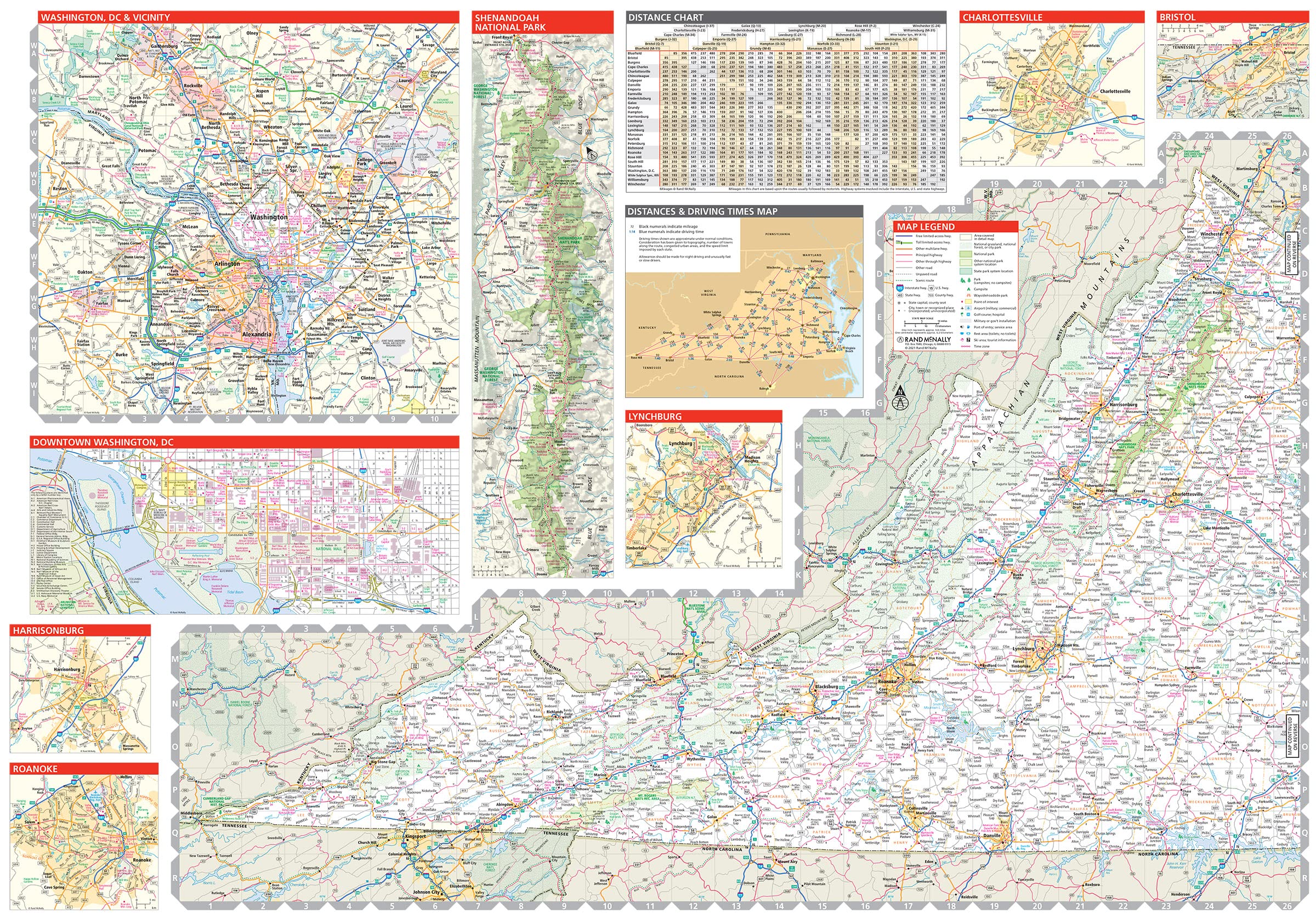 Rand McNally Easy to Fold: Virginia State Laminated Map