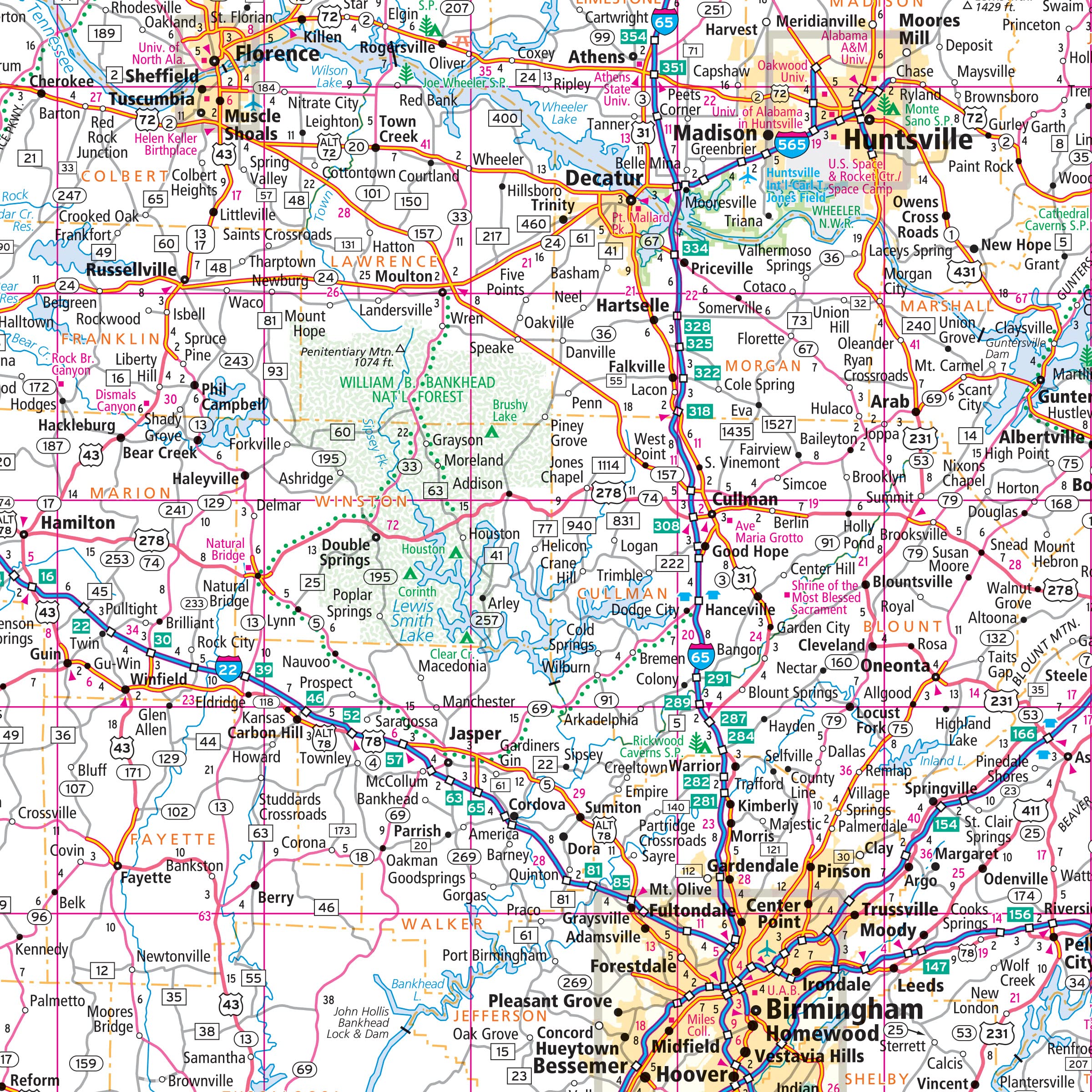 Rand McNally Easy To Read Folded Map: Alabama State Map