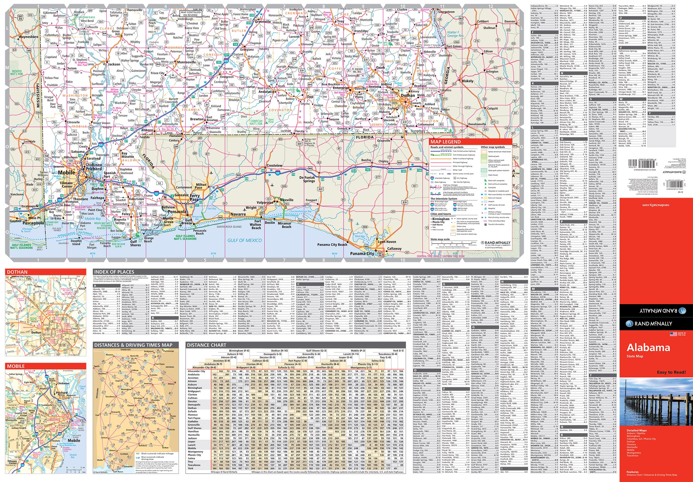 Rand McNally Easy To Read Folded Map: Alabama State Map