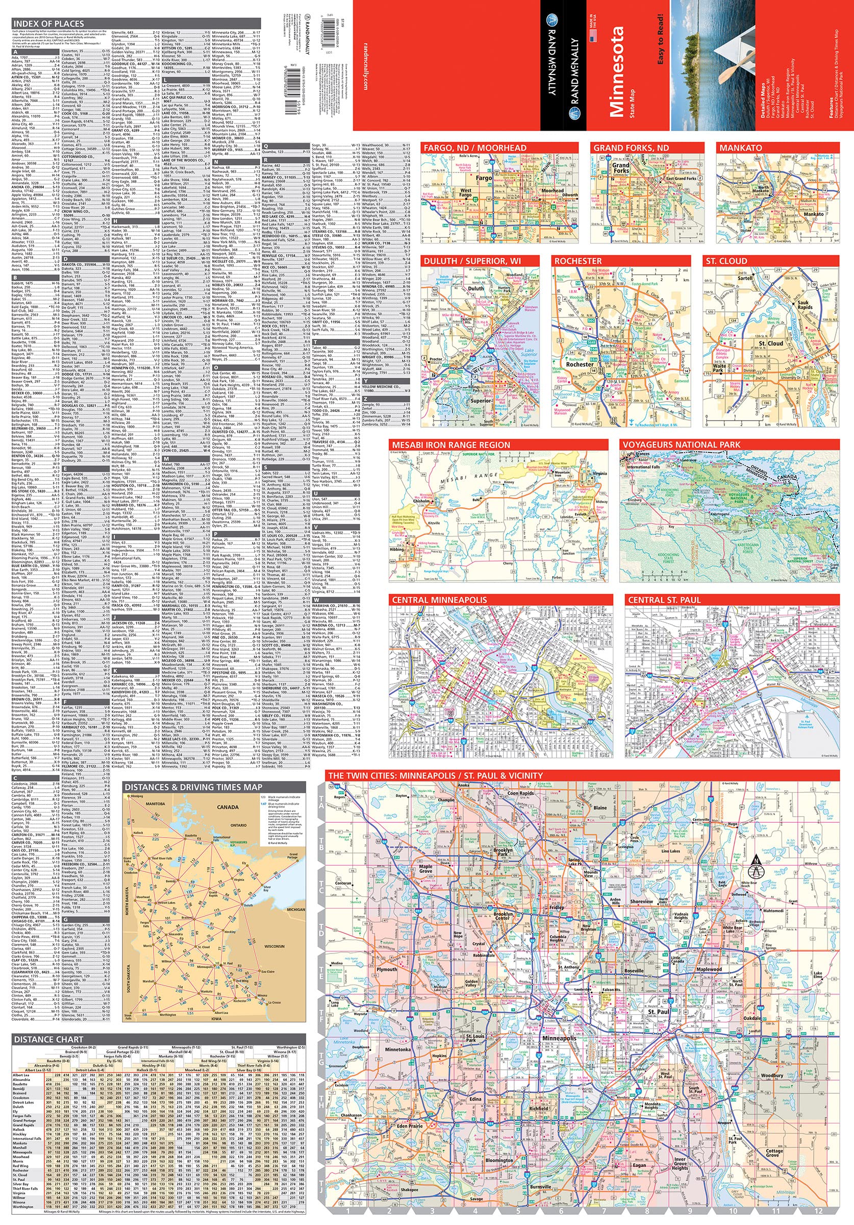 Rand McNally Easy to Read: Minnesota State Map