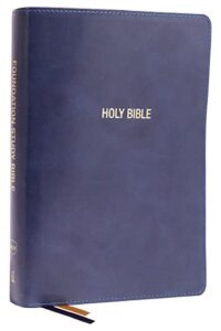 nkjv, foundation study bible, large print, leathersoft, blue, red letter, thumb indexed, comfort print: holy bible, new king james version