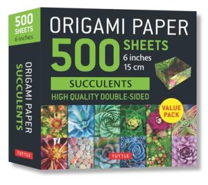 origami paper 500 sheets succulents 6" (15 cm): tuttle origami paper: double-sided origami sheets with 12 different photographs (instructions for 6 projects included)