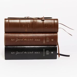 KJV, Journal the Word Bible, Large Print, Premium Leather, Brown, Red Letter: Reflect, Journal, or Create Art Next to Your Favorite Verses