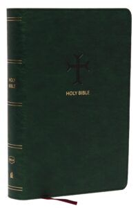 nkjv, end-of-verse reference bible, personal size large print, leathersoft, green, red letter, comfort print: holy bible, new king james version