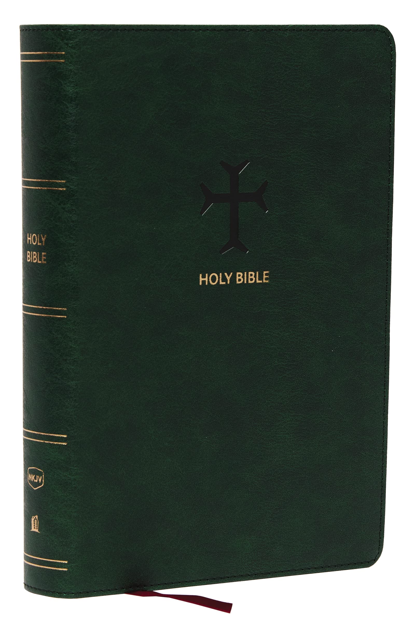 NKJV, End-of-Verse Reference Bible, Personal Size Large Print, Leathersoft, Green, Red Letter, Comfort Print: Holy Bible, New King James Version