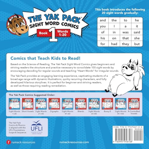 The Yak Pack: Sight Word Stories: Book 1: Comic Books to Practice Reading Dolch Sight Words (1-20) (The Yak Pack Comics Complete Series)