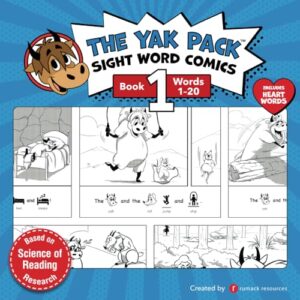 the yak pack: sight word stories: book 1: comic books to practice reading dolch sight words (1-20) (the yak pack comics complete series)