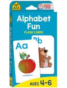 school zone - alphabet fun flash cards - ages 4 to 6, preschool to kindergarten, abcs, uppercase and lowercase letters, spelling, and more