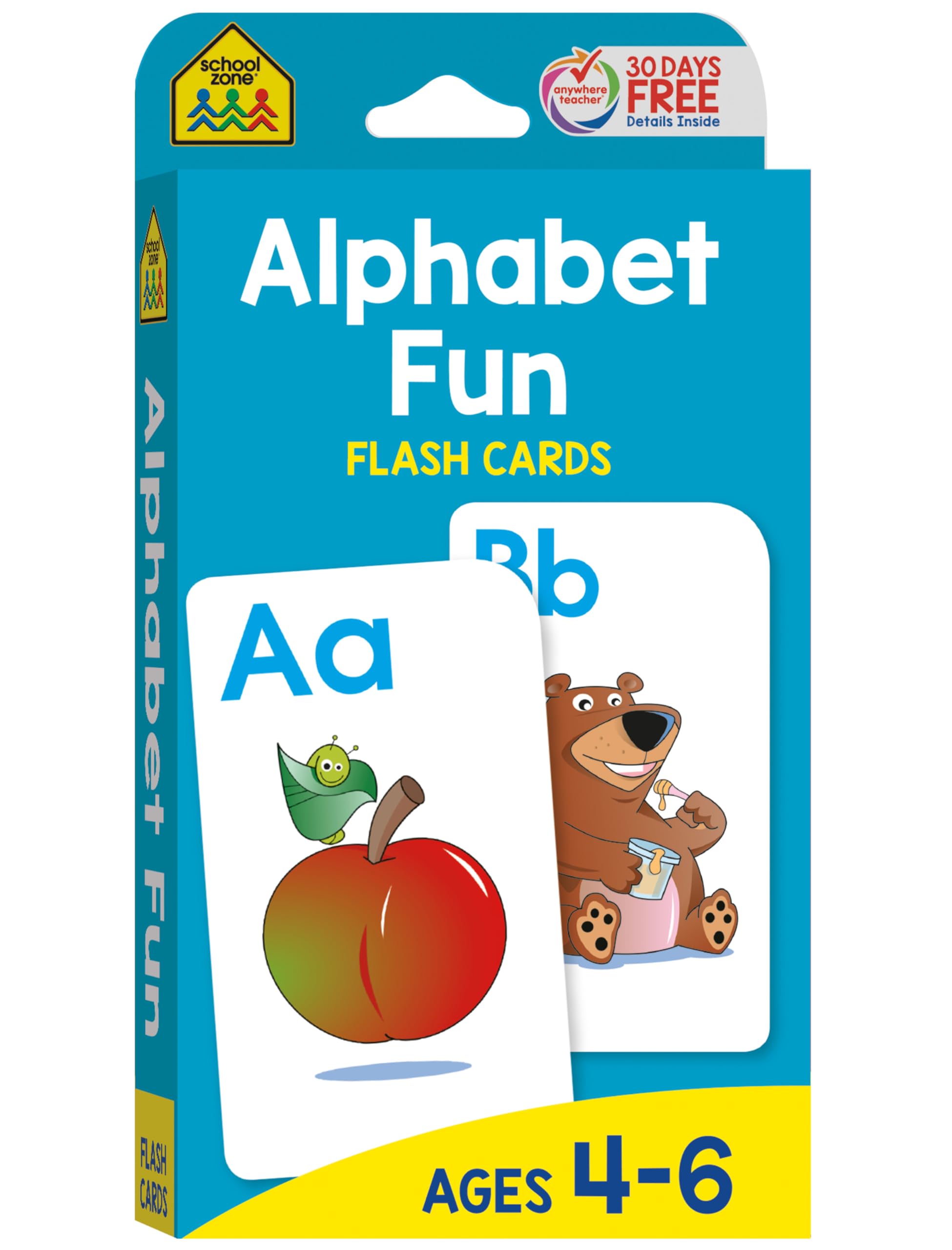 School Zone - Alphabet Fun Flash Cards - Ages 4 to 6, Preschool to Kindergarten, ABCs, Uppercase and Lowercase Letters, Spelling, and More