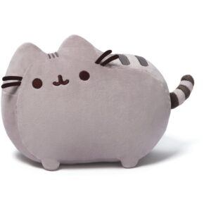 gund pusheen the cat classic pose plush, kawaii plush cat stuffed animal for ages 8 and up, gray, 12”