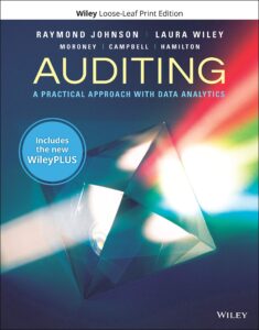 auditing: a practical approach with data analytics, wileyplus card with loose-leaf set