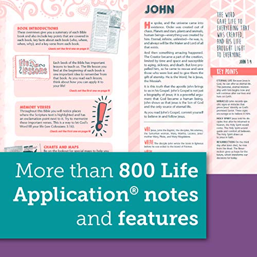 Tyndale NLT Girls Life Application Study Bible, TuTone (LeatherLike, Purple/Teal), NLT Bible with Over 800 Notes and Features, Foundations for Your Faith Sections