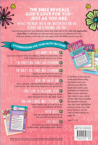 Tyndale NLT Girls Life Application Study Bible, TuTone (LeatherLike, Purple/Teal), NLT Bible with Over 800 Notes and Features, Foundations for Your Faith Sections