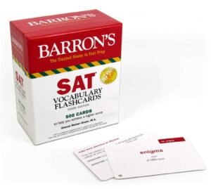 sat vocabulary flashcards: 500 cards reflecting the most frequently tested sat words + sorting ring for custom study (barron's sat prep)