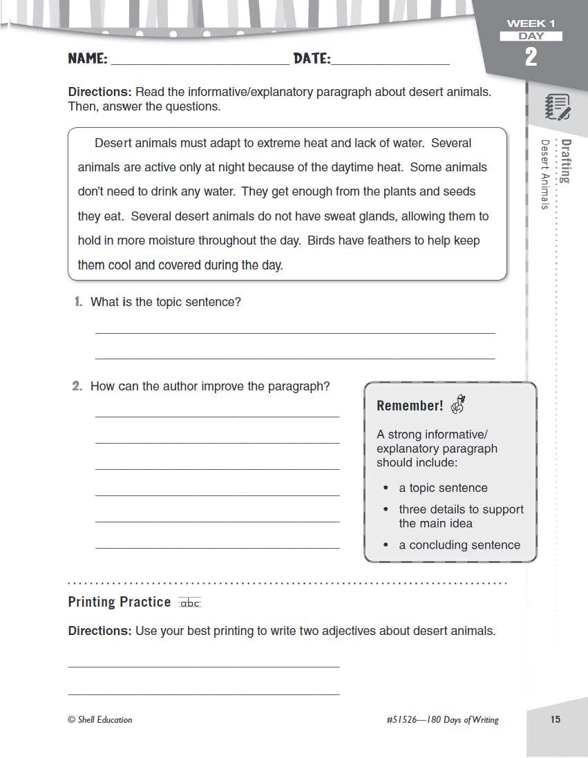 180 Days of Writing for Third Grade - An Easy-to-Use Third Grade Writing Workbook to Practice and Improve Writing Skills (180 Days of Practice)