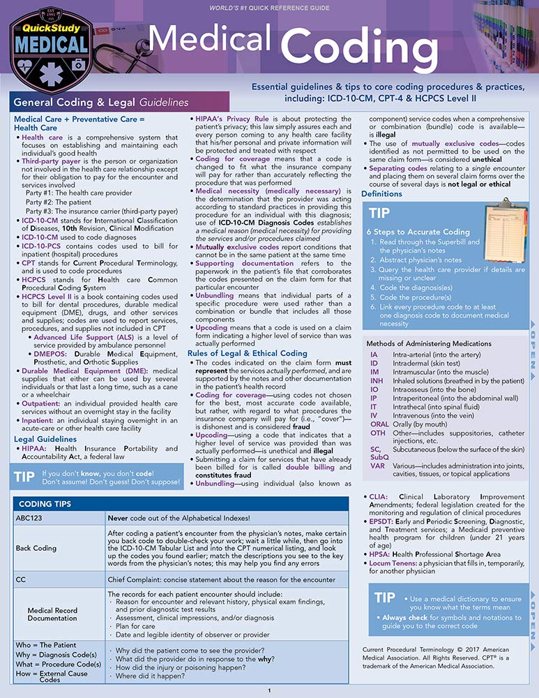 Medical Coding QuickStudy Laminated Reference Guide (QuickStudy Medical)