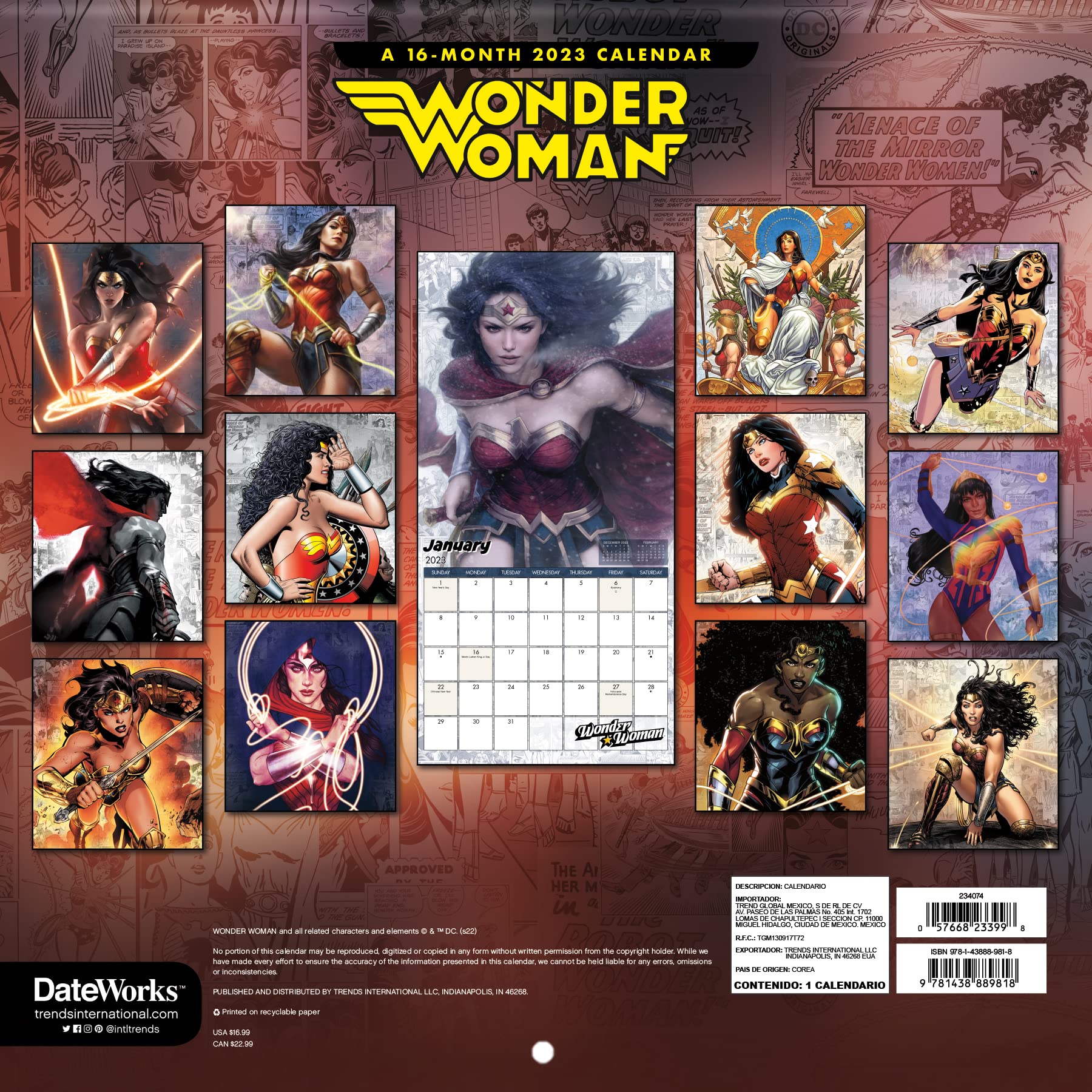 2023 DC Comics Wonder Woman Wall Calendar