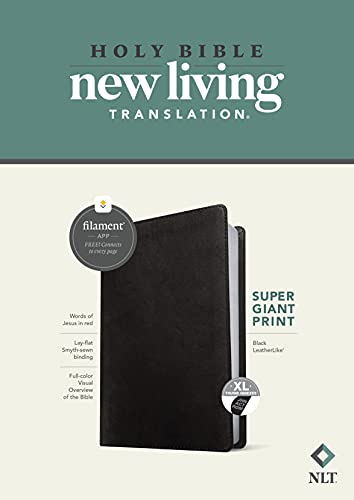 NLT Super Giant Print Bible, Filament Enabled (LeatherLike, Black, Indexed, Red Letter)