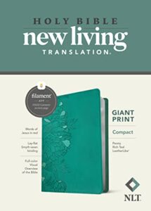 nlt compact giant print bible, filament enabled (leatherlike, peony rich teal, red letter)