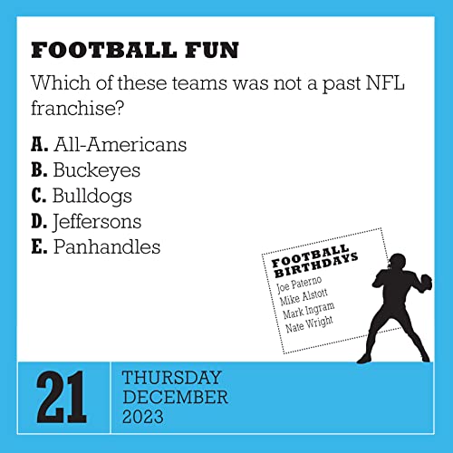 A Year of Football Trivia! Page-A-Day Calendar 2023: League Leader, Famous Firsts, Immortal Records & Dubious Distinctions