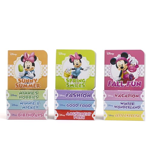 Disney Minnie Mouse - My First Library Board Book Block 12-Book Set - Great for Teaching First Words - PI Kids