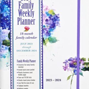 2024 Hydrangeas Family Weekly Planner (18 months, July 2023 to Dec 2024)