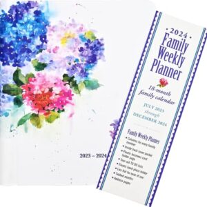 2024 Hydrangeas Family Weekly Planner (18 months, July 2023 to Dec 2024)