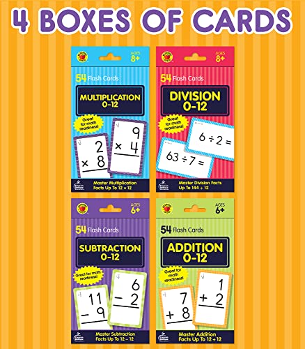 Carson Dellosa 4-Pack Math Flash Cards for Kids Ages 4-8, 211 Addition and Subtraction Flash Cards and Multiplication and Division Flash Cards for Kindergarten, 1st, 2nd, 3rd, 4th, 5th & 6th Grade