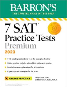 7 sat practice tests 2023 + online practice (barron's sat prep)