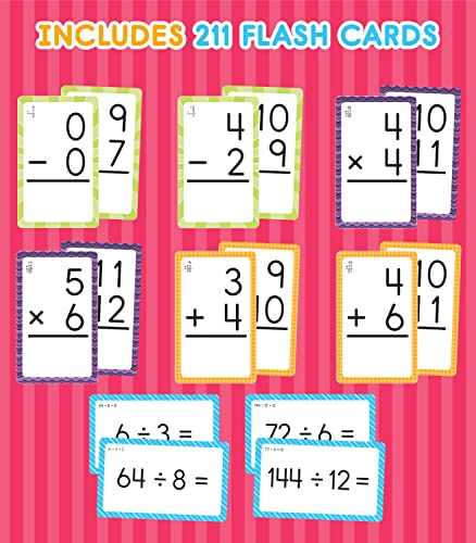 Carson Dellosa 4-Pack Math Flash Cards for Kids Ages 4-8, 211 Addition and Subtraction Flash Cards and Multiplication and Division Flash Cards for Kindergarten, 1st, 2nd, 3rd, 4th, 5th & 6th Grade