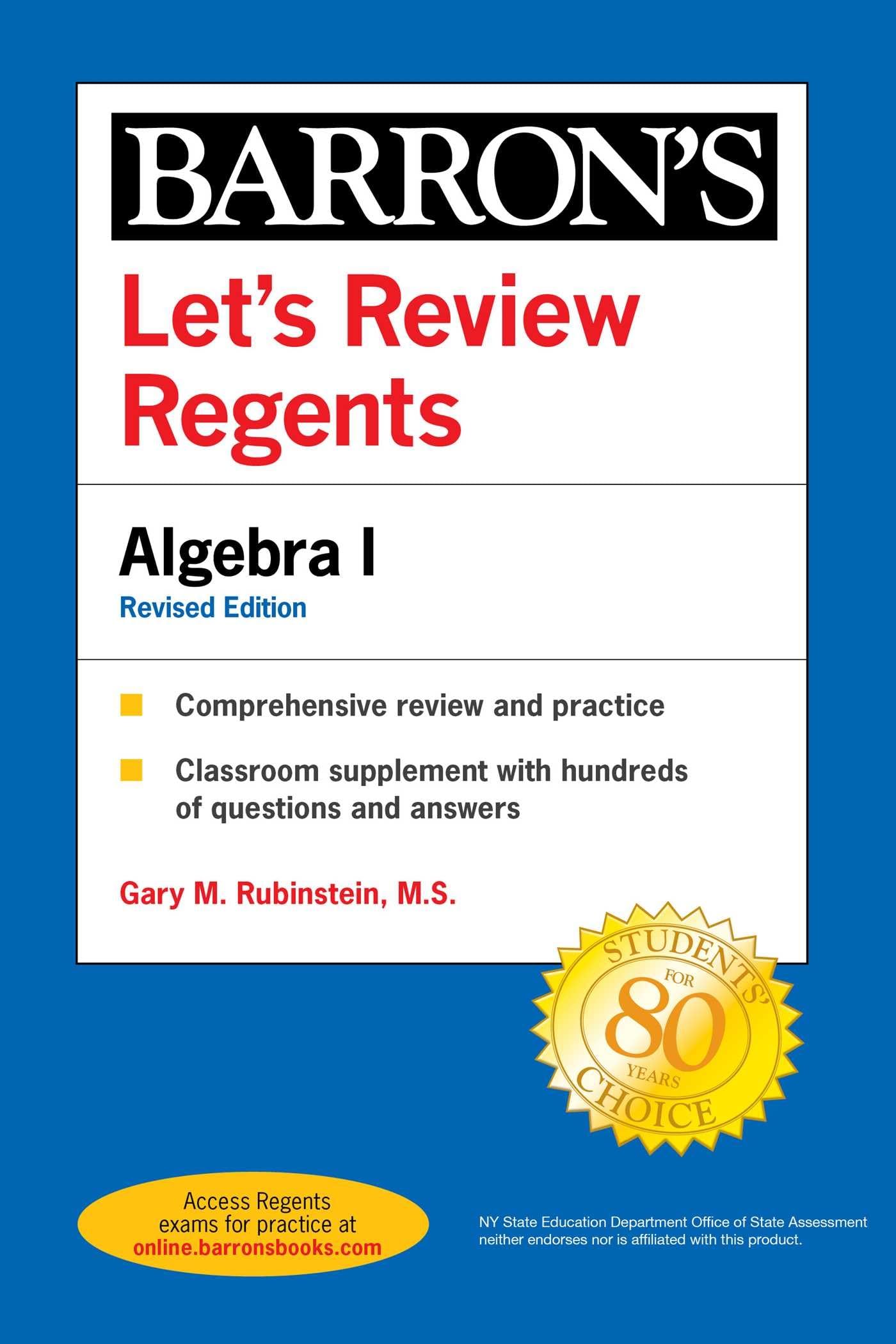 Let's Review Regents: Algebra I Revised Edition (Barron's New York Regents)