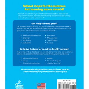 Summer Bridge Activities 2nd to 3rd Grade Workbook, Math, Reading Comprehension, Writing, Science, Social Studies, Fitness Summer Learning Activities, 3rd Grade Workbooks All Subjects With Flash Cards