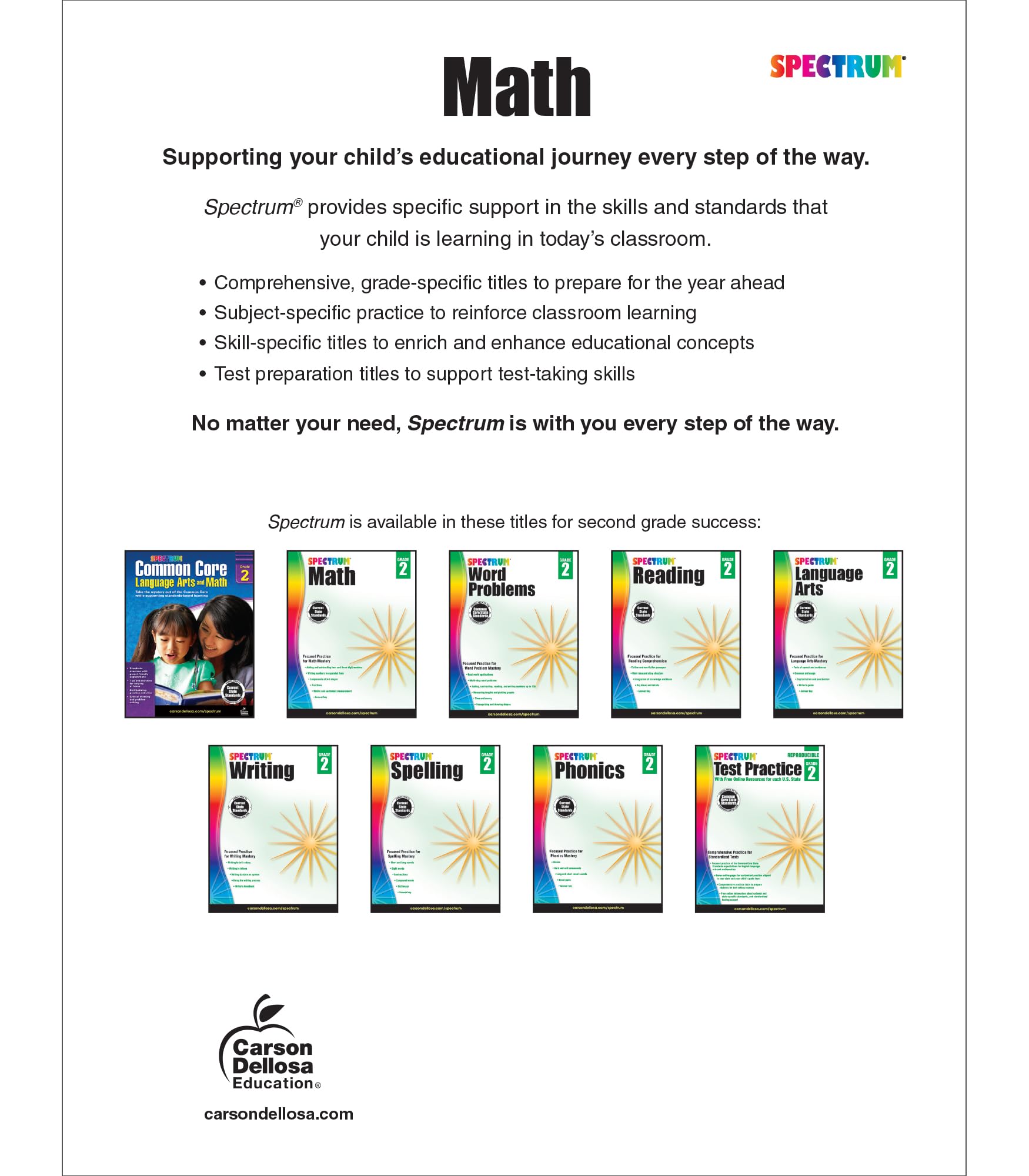 Spectrum 2nd Grade Math Workbook, Ages 7 to 8, Math Workbooks Grade 2 Covering Fractions, Adding and Subtracting 2- and 3-Digit Numbers, 3-D Shapes, and Measurement, Spectrum Grade 2 Math Workbook