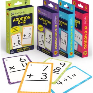 Carson Dellosa 4-Pack Math Flash Cards for Kids Ages 4-8, 211 Addition and Subtraction Flash Cards and Multiplication and Division Flash Cards for Kindergarten, 1st, 2nd, 3rd, 4th, 5th & 6th Grade