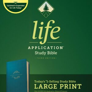 Tyndale NLT Life Application Study Bible, Third Edition, Large Print (LeatherLike, Teal Blue, Red Letter) – New Living Translation Bible, Large Print Study Bible for Enhanced Readability