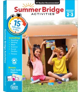 summer bridge activities 2nd to 3rd grade workbook, math, reading comprehension, writing, science, social studies, fitness summer learning activities, 3rd grade workbooks all subjects with flash cards