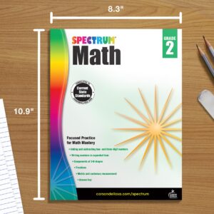 Spectrum 2nd Grade Math Workbook, Ages 7 to 8, Math Workbooks Grade 2 Covering Fractions, Adding and Subtracting 2- and 3-Digit Numbers, 3-D Shapes, and Measurement, Spectrum Grade 2 Math Workbook