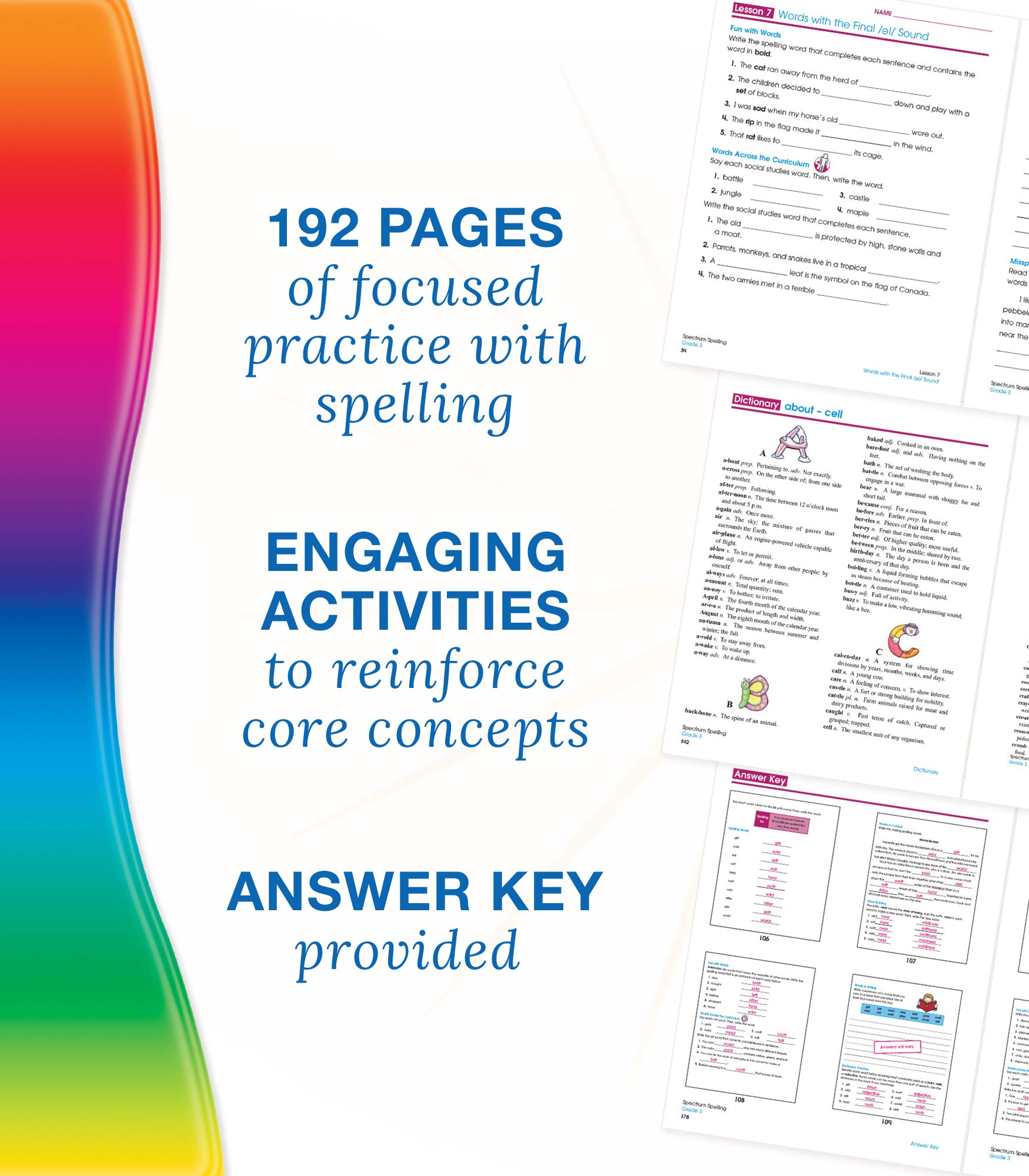 Spectrum Spelling Workbook Grade 3, Ages 8 to 9, 3rd Grade Spelling Workbook Covering Phonics, Handwriting Practice with Vowels, Consonants, Dictionary Skills, and More, Spelling Books for 3rd Grade