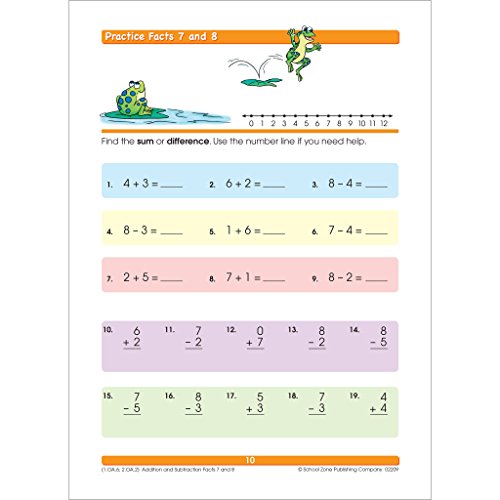 School Zone Addition and Subtraction Workbook: 1st Grade Math, Place Value, Regrouping, Fact Tables, and More (School Zone I Know It!® Workbook Series)