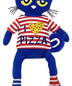 MerryMakers Pete The Cat Pizza Party Soft Plush Blue Cat Stuffed Animal Toy, 14.5-Inch, from James Dean's Pete The Cat Book Series, Multi (1868)