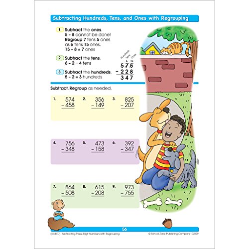 School Zone Addition and Subtraction Workbook: 1st Grade Math, Place Value, Regrouping, Fact Tables, and More (School Zone I Know It!® Workbook Series)