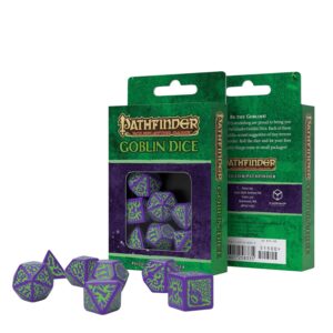 Q-Workshop Pathfinder Rpg Goblin Purple & Green Ornamented Dice Set 7 Polyhedral Pieces (QWOPAT76)