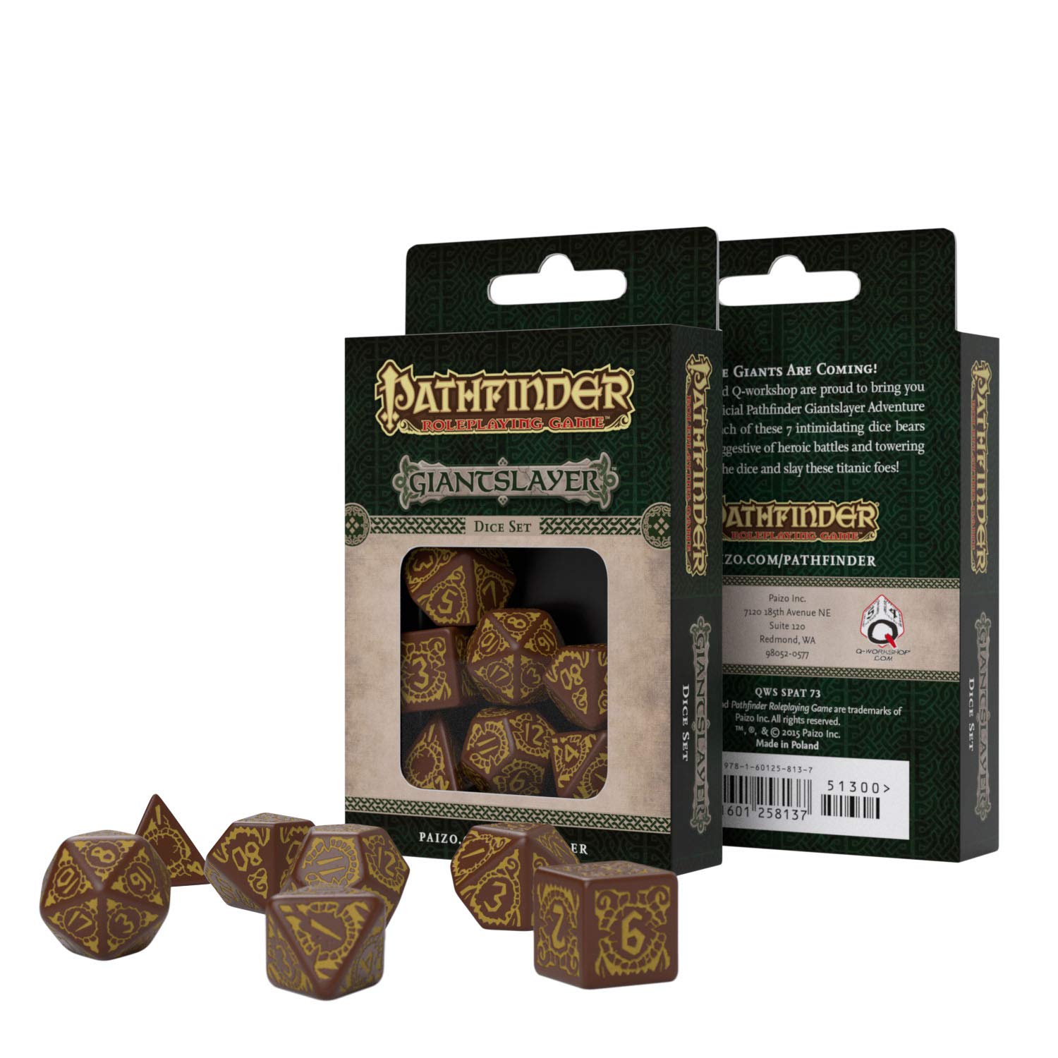 Q WORKSHOP Pathfinder Jade Regent Rpg Ornamented Dice Set 7 Polyhedral Pieces