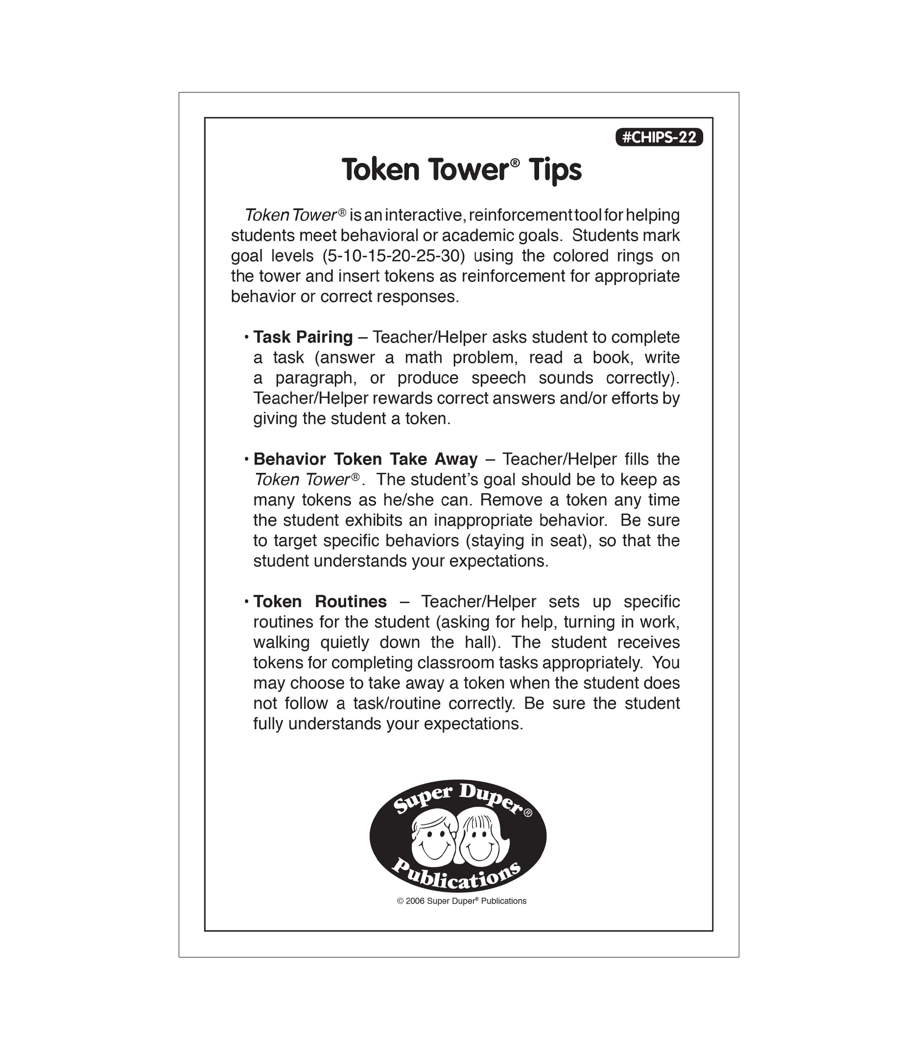 Super Duper Publications | Token Towers Reinforcement Manipulative | Educational Learning Resource for Children