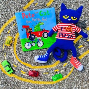 MerryMakers Pete The Cat Pizza Party Soft Plush Blue Cat Stuffed Animal Toy, 14.5-Inch, from James Dean's Pete The Cat Book Series, Multi (1868)